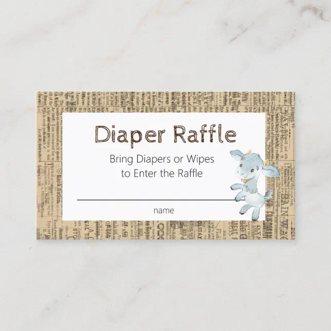 New Kid Farm Goat Diaper Raffle Card | Zazzle