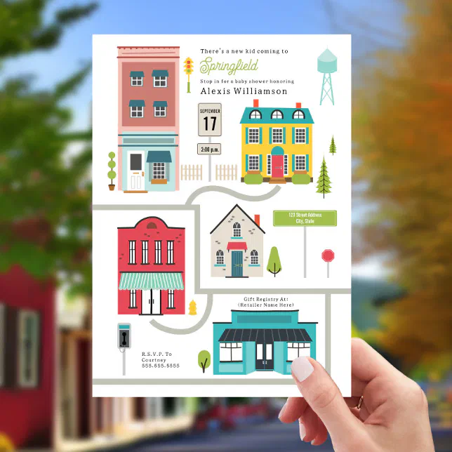 New Kid Neighborhood Town Baby Shower Invitation | Zazzle