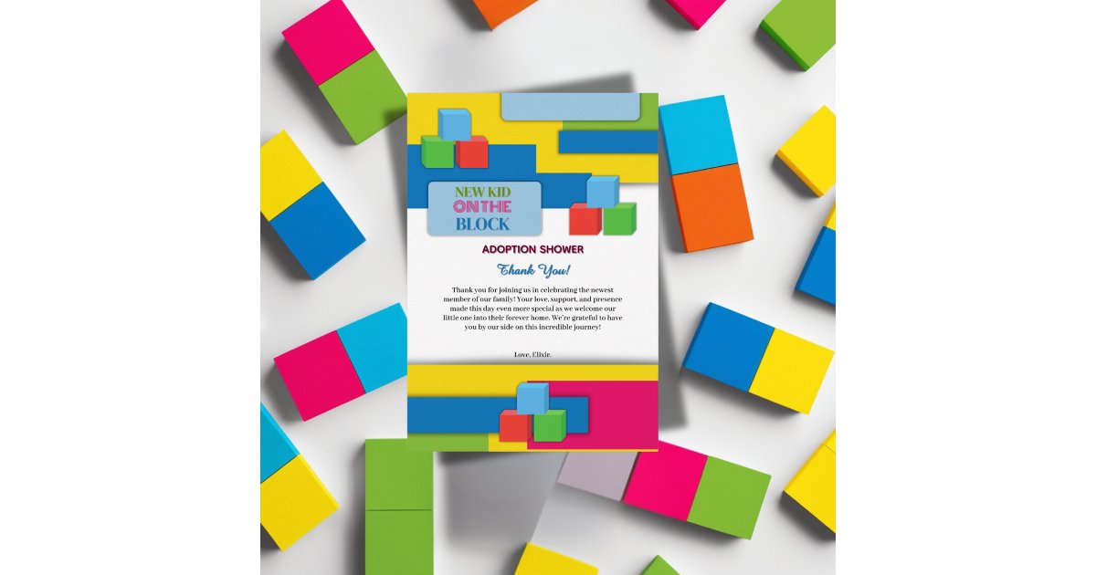 New Kid On The Block Adoption Foster Baby Shower Thank You Card | Zazzle