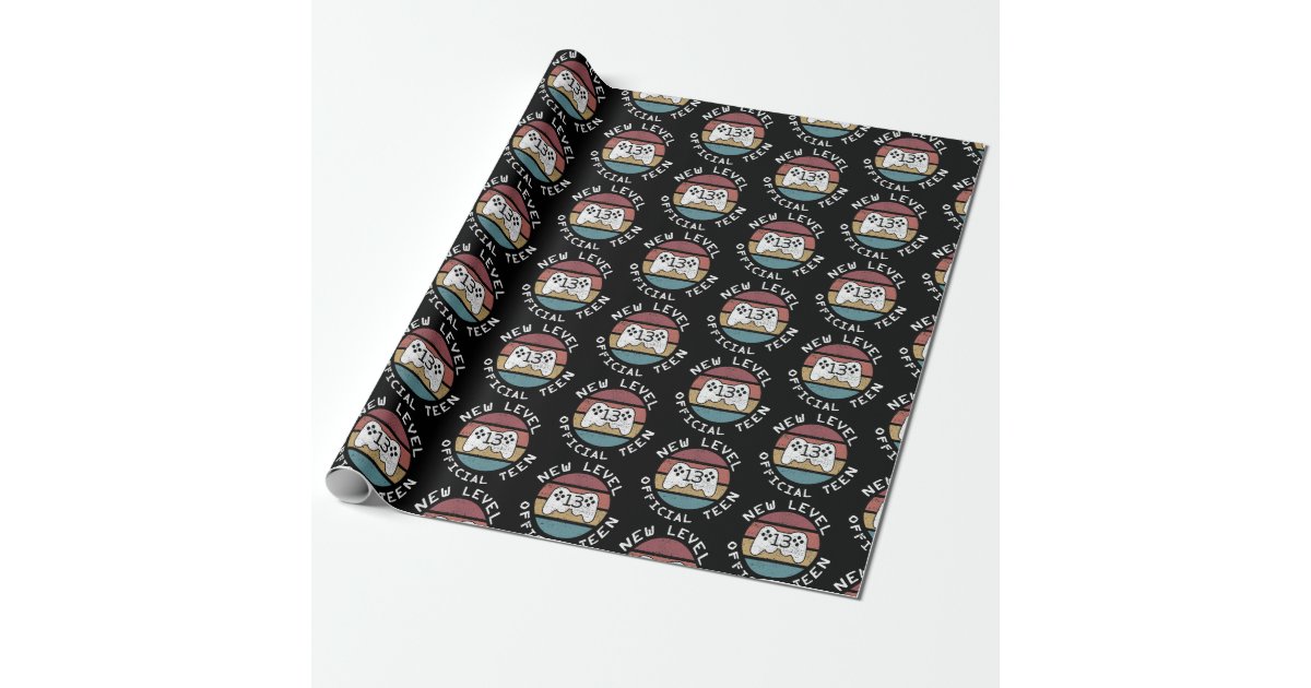 New Level 13 Official Teen - Geeky Nerdy Birthday Wrapping Paper | Zazzle