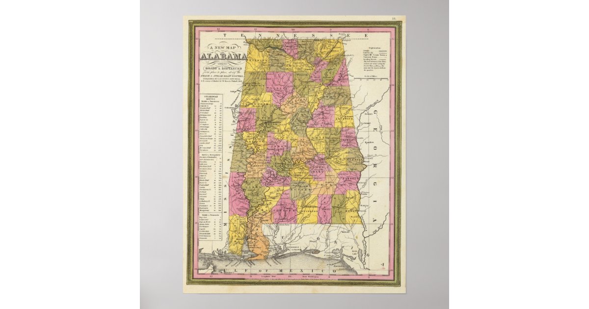 New Map Of Alabama Poster | Zazzle