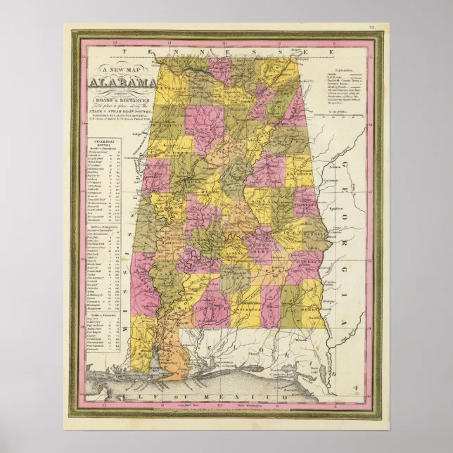 New Map Of Alabama Poster | Zazzle