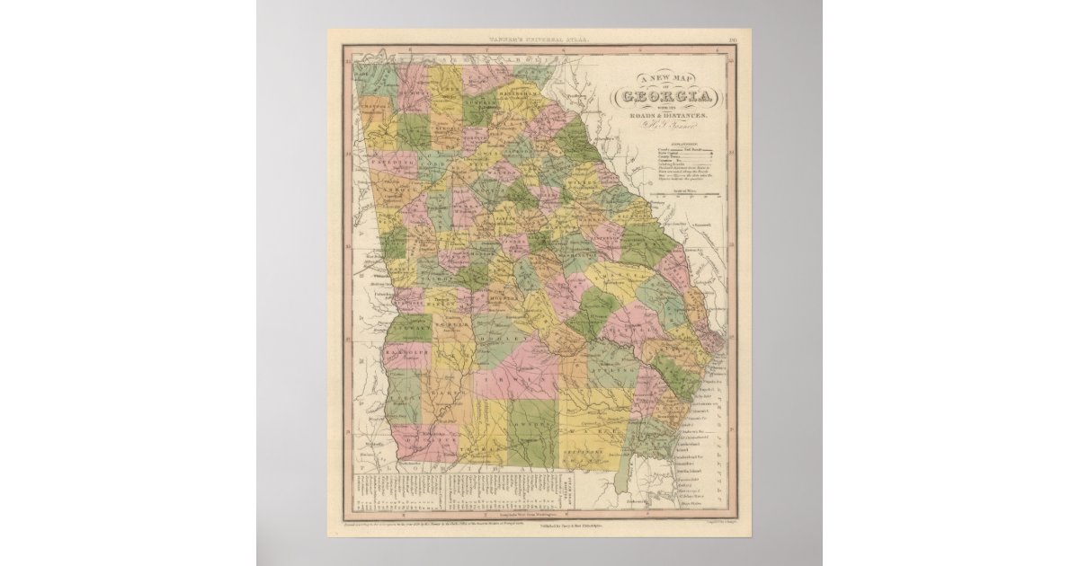 New Map Of Georgia Poster | Zazzle