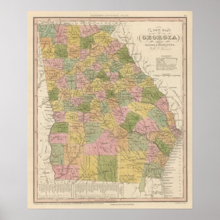 New Map Of Georgia Poster | Zazzle.com