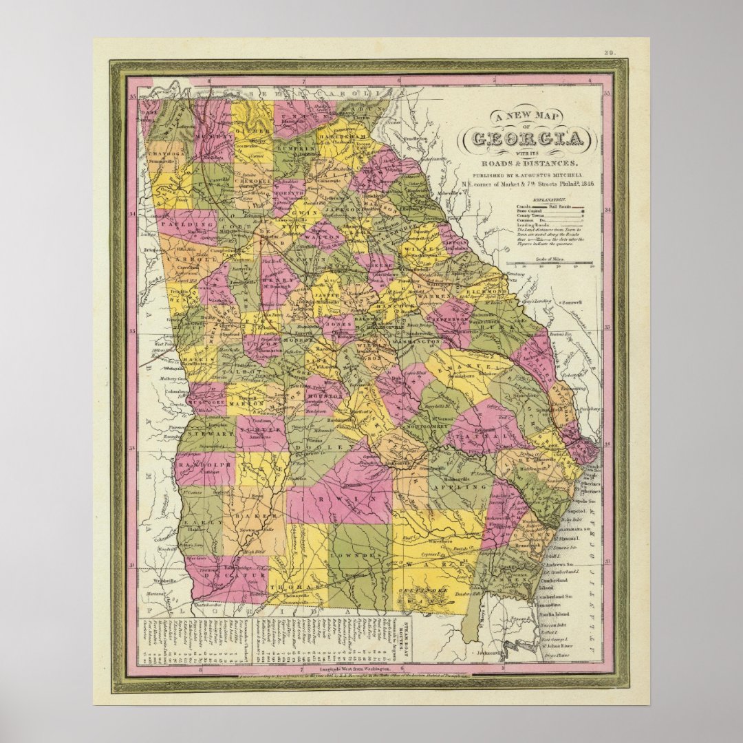 New Map Of Georgia Poster | Zazzle