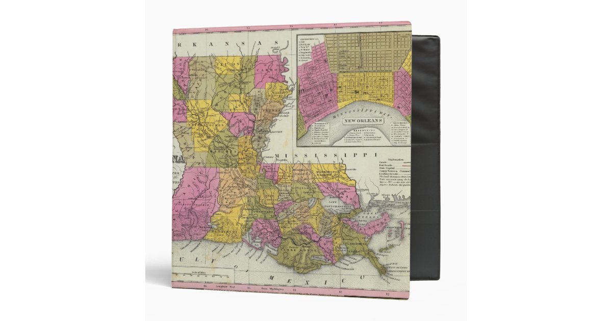 New Map Of Louisiana 3 Binder | Zazzle