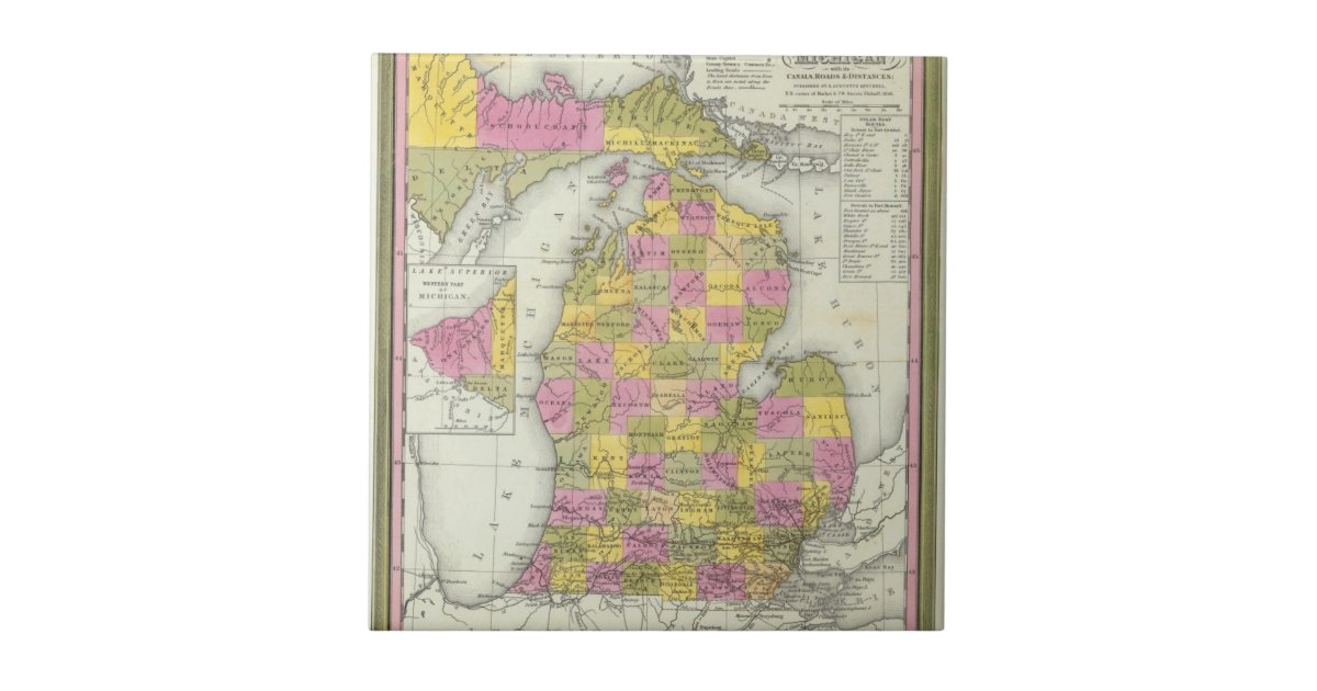 New Map Of Michigan 2 Ceramic Tile | Zazzle