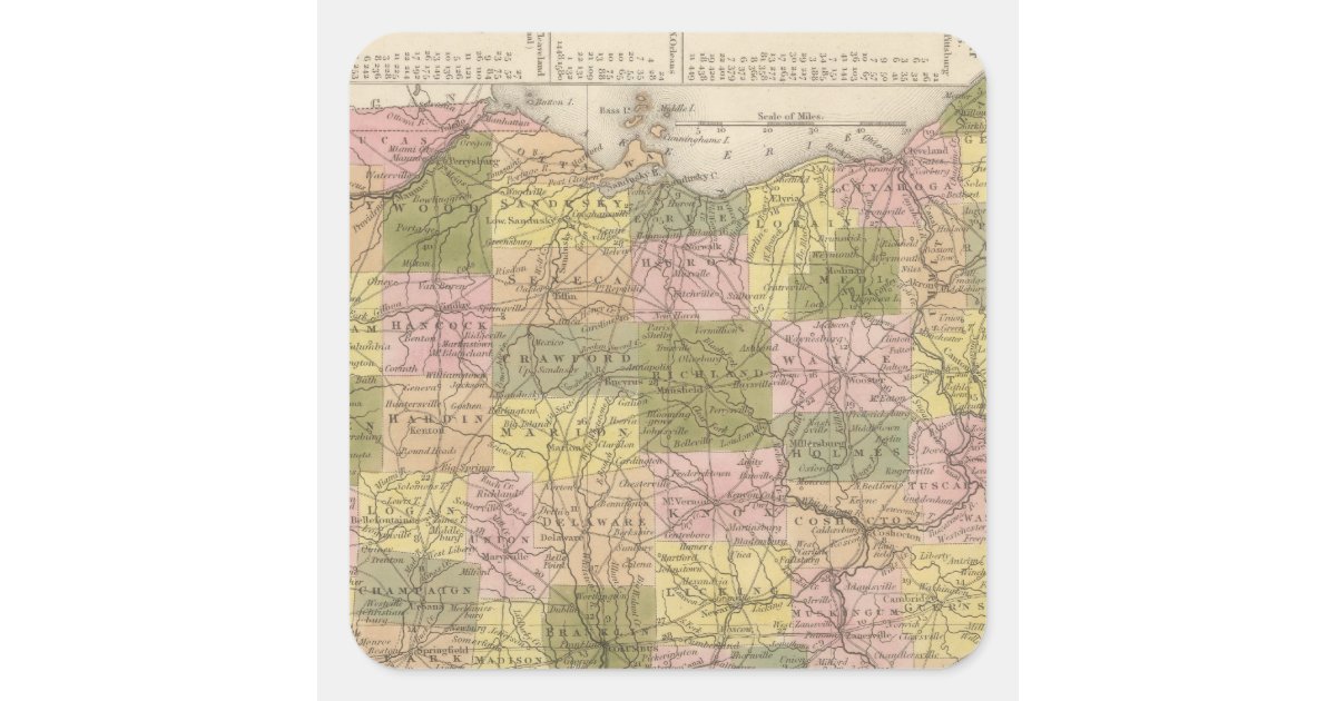 New Map Of Ohio Square Sticker | Zazzle