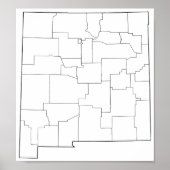New Mexico Counties Blank Outline Map Poster | Zazzle