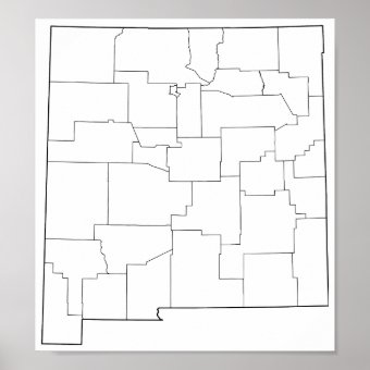 New Mexico Counties Blank Outline Map Poster | Zazzle