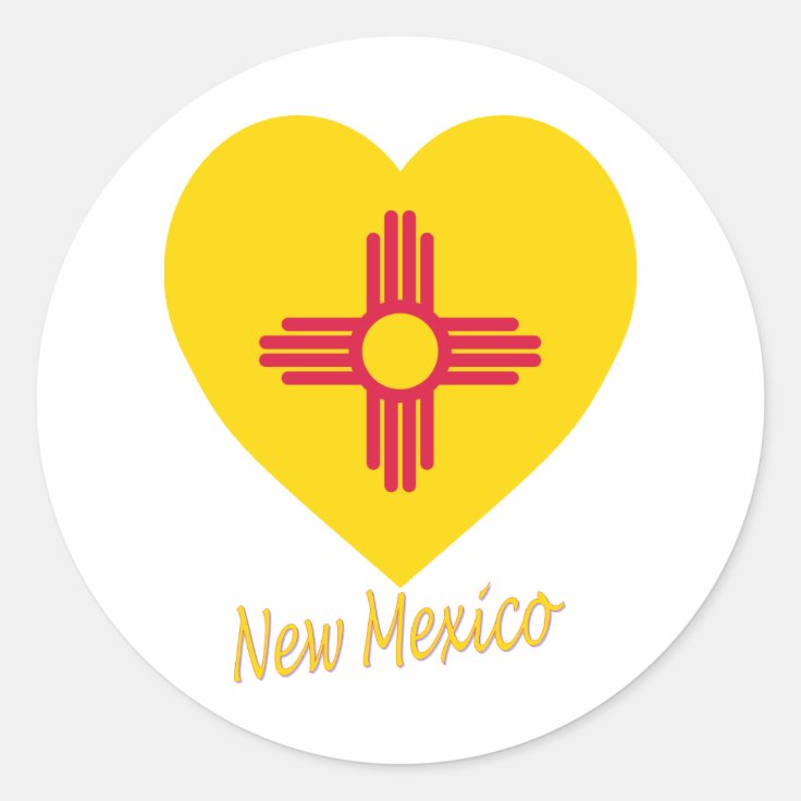 New Mexico Flag Heart Classic Round Sticker | Zazzle