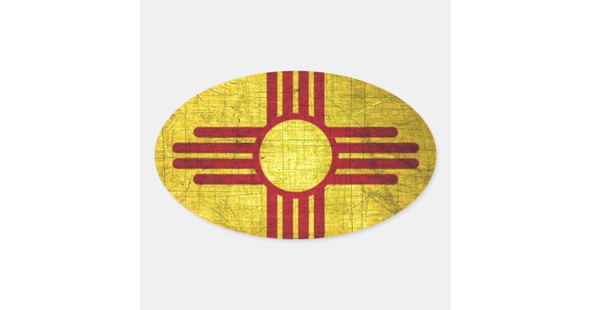 New Mexico Flag Oval Sticker | Zazzle