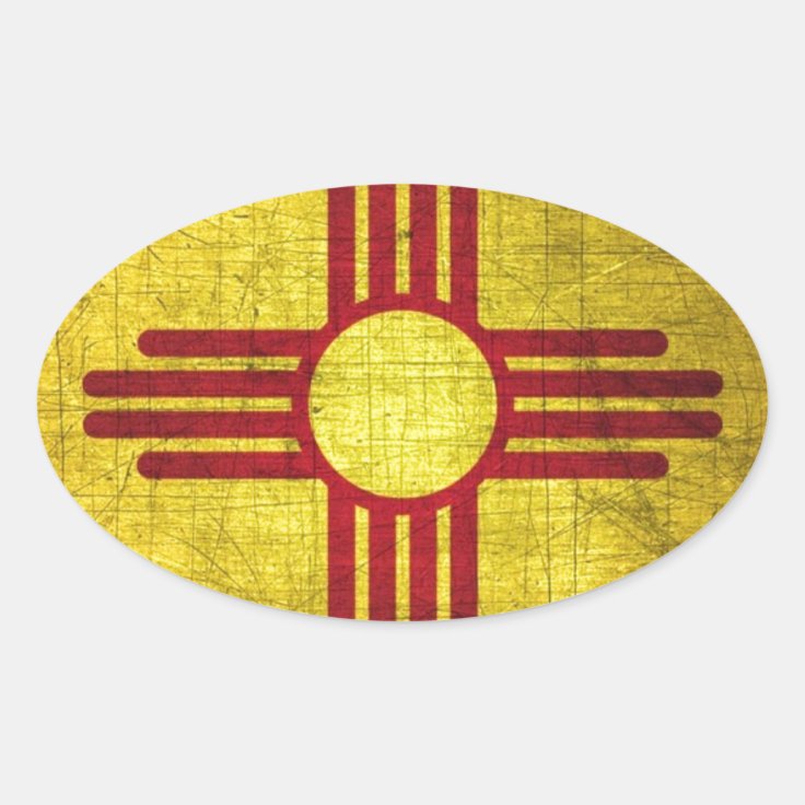 New Mexico Flag Oval Sticker | Zazzle