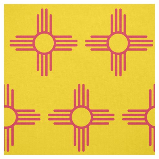 New Mexico Flag Zia Sun Pattern Fabric | Zazzle