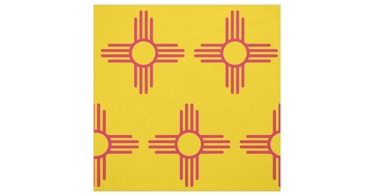 New Mexico Flag Zia Sun Pattern Fabric | Zazzle