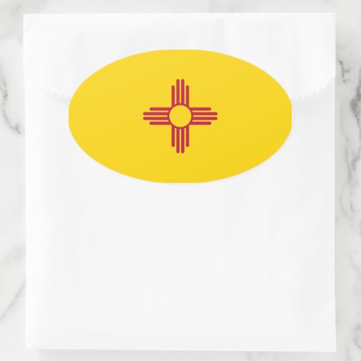 New Mexico/Mexican State Flag (Zia), United States Oval Sticker | Zazzle
