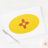 New Mexico/Mexican State Flag (Zia), United States Oval Sticker | Zazzle