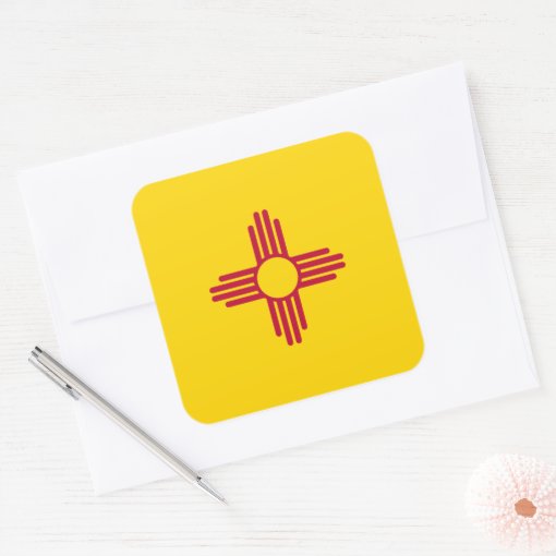New Mexico/Mexican State Flag (Zia), United States Square Sticker | Zazzle