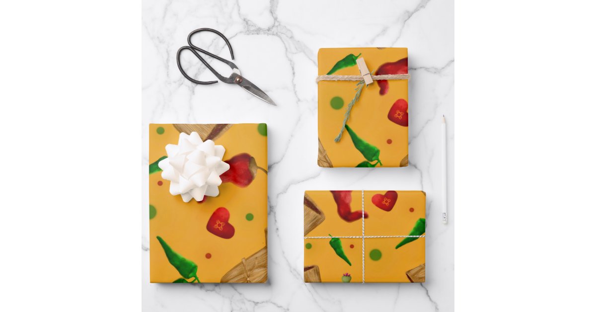 New Mexico Red & Green chile Tamales Zia Nopales Wrapping Paper Sheets ...