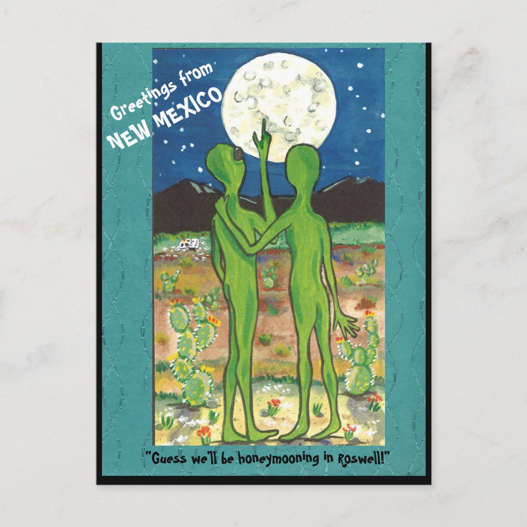 New Mexico Roswell Aliens Fun Designer Postcard | Zazzle