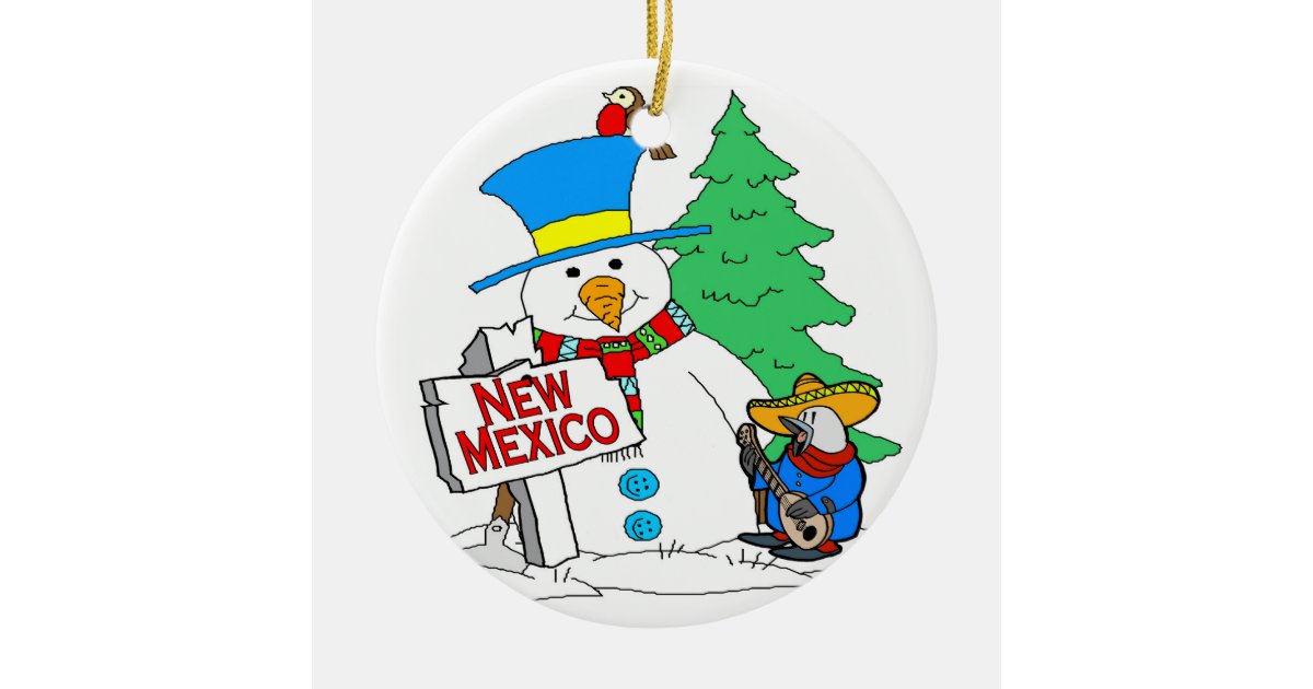New Mexico Snowman Ceramic Ornament | Zazzle