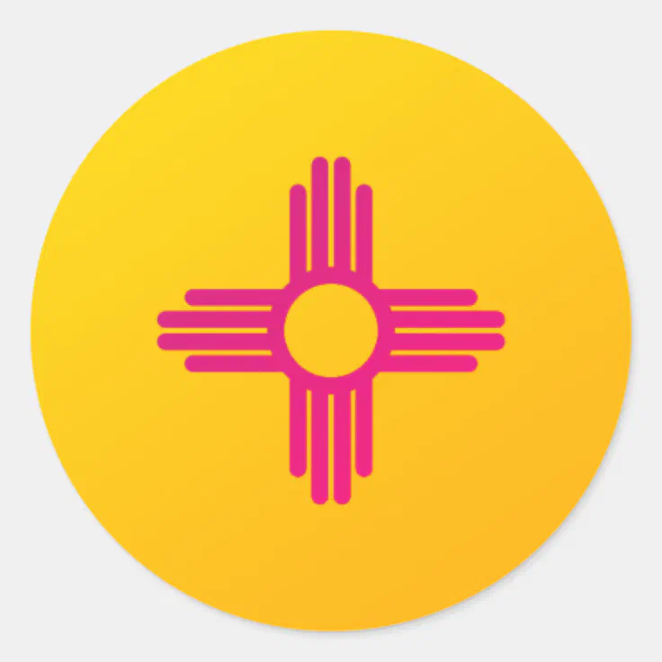 New Mexico State Flag Zia Sun Classic Round Sticker | Zazzle