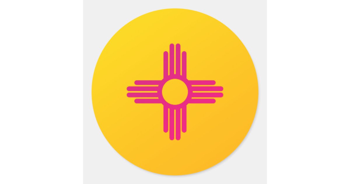New Mexico State Flag Zia Sun Classic Round Sticker | Zazzle