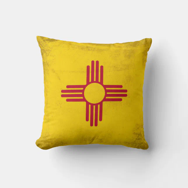 New Mexico State Flag- Zia Sun Throw Pillow | Zazzle
