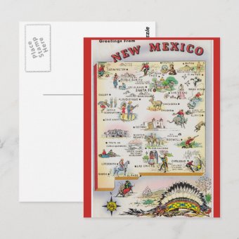 New Mexico State Map Postcard | Zazzle