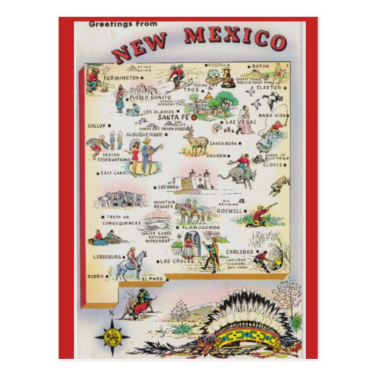 New Mexico State Map Postcard | Zazzle.com