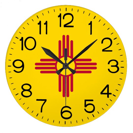 New Mexico Zia Sun Flag Clock 2 Sizes Clouds | Zazzle.com
