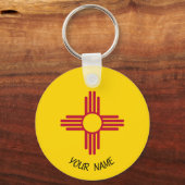 New Mexico Zia Sun Keychain ID Tag YOUR NAME | Zazzle