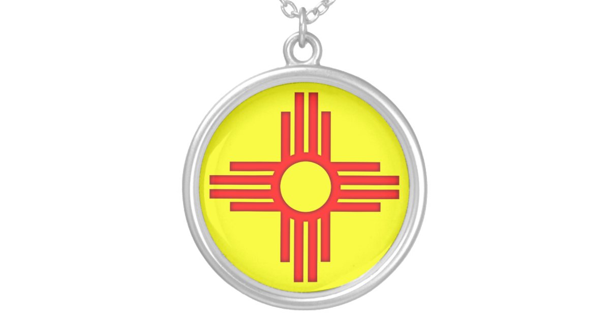 New Mexico Zia Sun Symbol Silver Plated Necklace | Zazzle