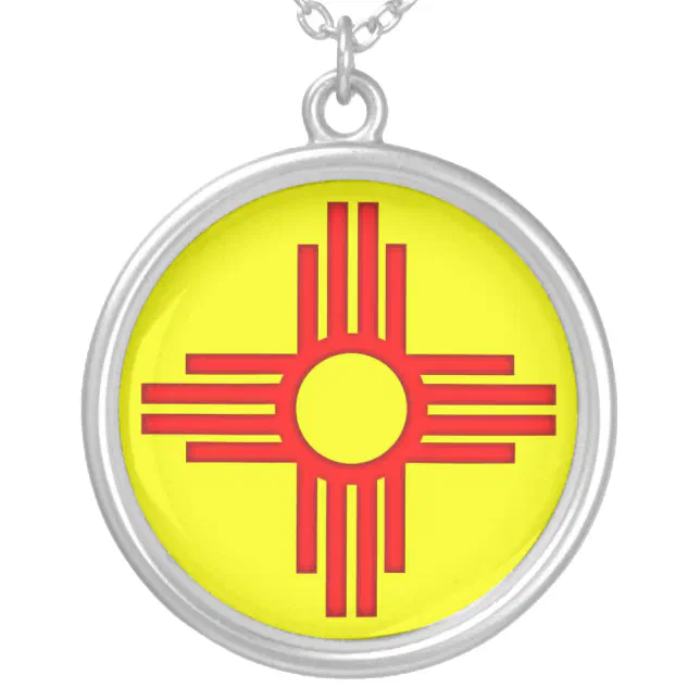 New Mexico Zia Sun Symbol Silver Plated Necklace | Zazzle