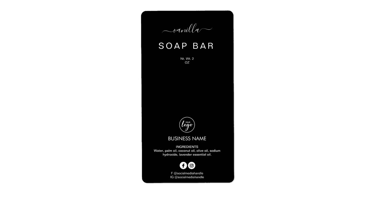 New Minimalist Black Soap Bar Product Labels | Zazzle