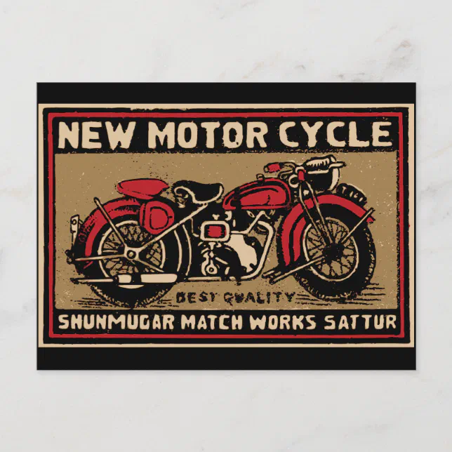 New Motorcycle Safety Match Label Postcard | Zazzle