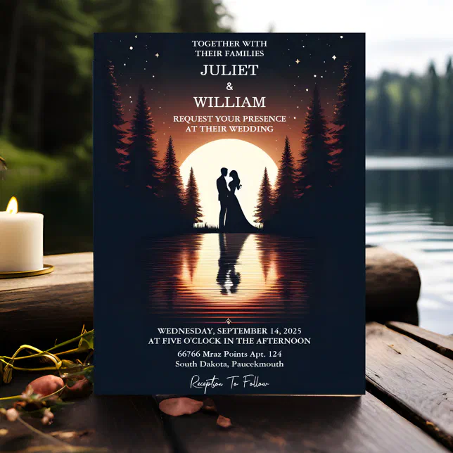 New Mountain Lakeside Forest Outdoor Lake Wedding Invitation | Zazzle