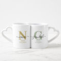 New Nana and Grandad Monogram Green and Ochre Coffee Mug Set | Zazzle