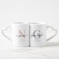 New Nana and Granddad Monogram Grey and Blush Coffee Mug Set | Zazzle