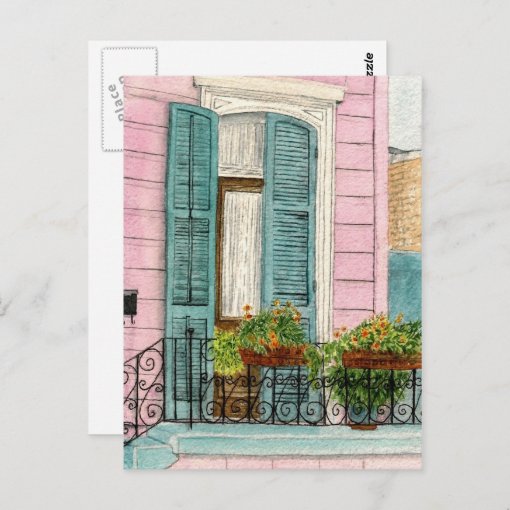 New Orleans Door with Shutters Postcard | Zazzle