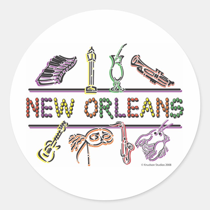 New-Orleans-ICONS- copy Classic Round Sticker | Zazzle