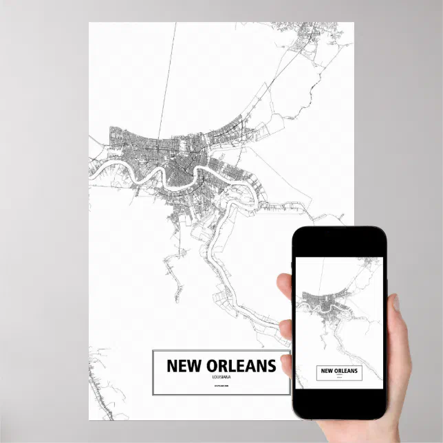 New Orleans, Louisiana (black on white) Poster | Zazzle