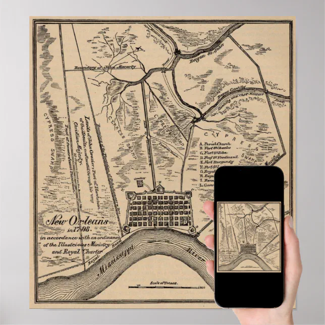 New Orleans Map 1798 Poster | Zazzle