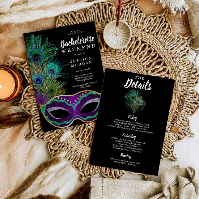 New Orleans Mardi Gras Bachelorette Party Invitation | Zazzle