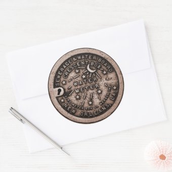 New Orleans Water Meter Cover Classic Round Sticker | Zazzle