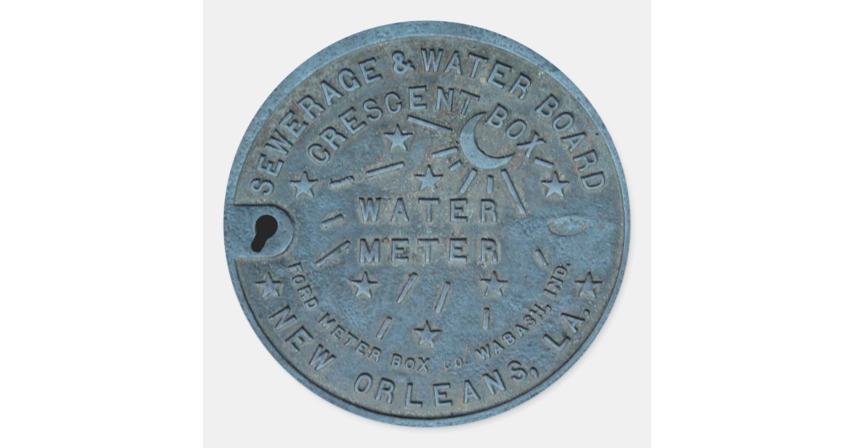 New Orleans Water Meter photo Classic Round Sticker | Zazzle