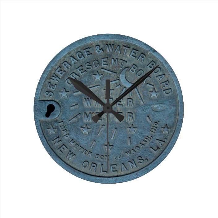New Orleans Water Meter photo Round Clock | Zazzle.com