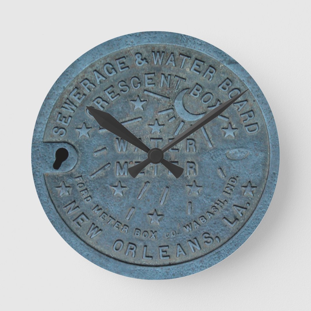 New Orleans Water Meter photo Round Clock | Zazzle