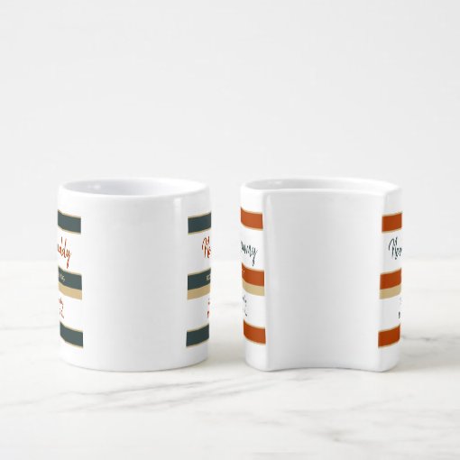New Parents Contemporary Striped Personalized Coffee Mug Set | Zazzle