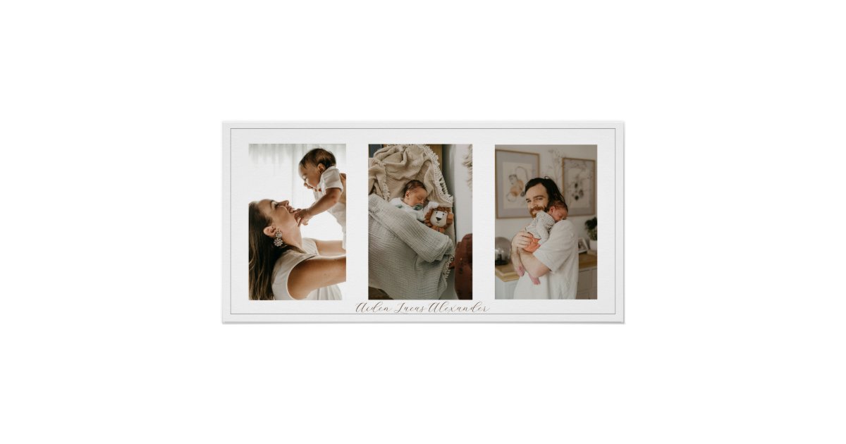 New Parents New Baby Glossy 3 Photo Collage Poster | Zazzle